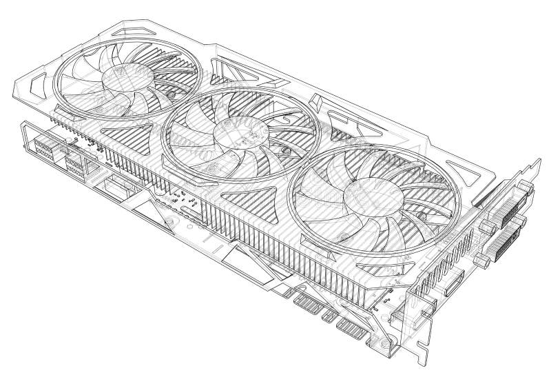 Gpu Card Outline. Vector stock vector. Illustration of hitech - 148109097