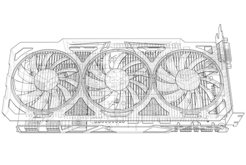 Gpu Card Outline. Vector stock vector. Illustration of hitech - 148109649