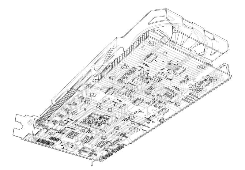 Gpu Card Outline. Vector stock vector. Illustration of future - 148110106