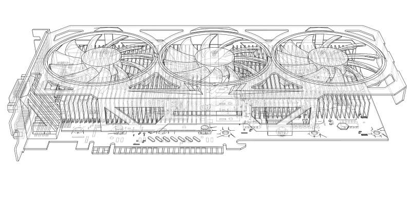 Gpu Card Outline. Vector stock vector. Illustration of graphics - 148108654