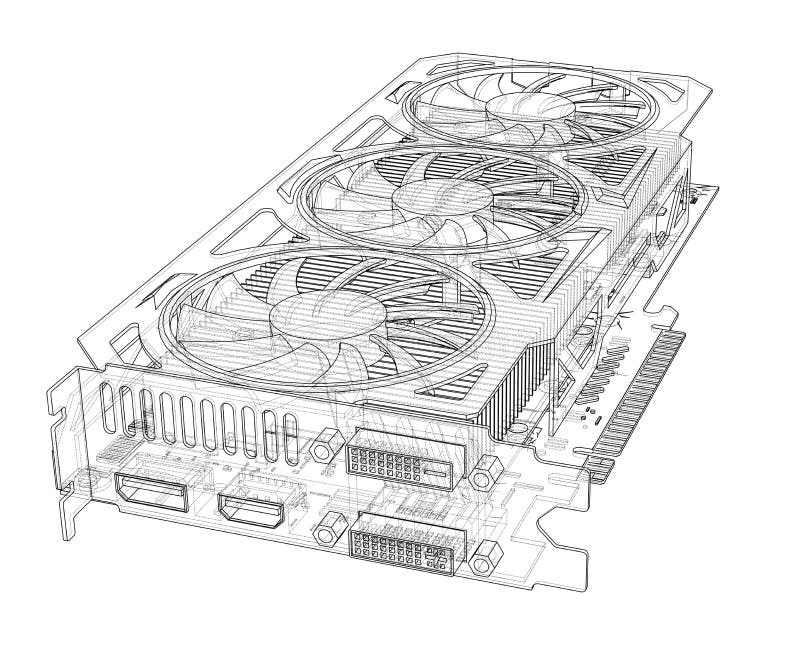 Gpu Card Outline. Vector stock vector. Illustration of blueprint ...