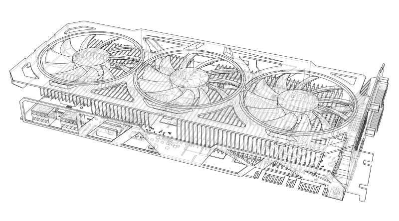 Gpu Card Outline. Vector stock vector. Illustration of cryptographic ...