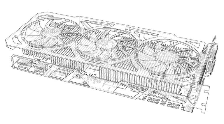 Gpu Card Outline. Vector stock vector. Illustration of cryptographic ...