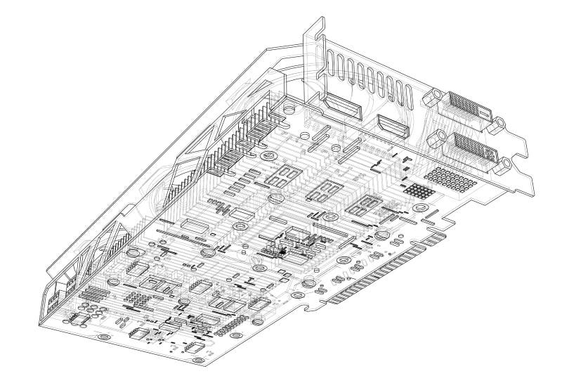 Gpu Card Outline. Vector stock vector. Illustration of hightech - 148110349