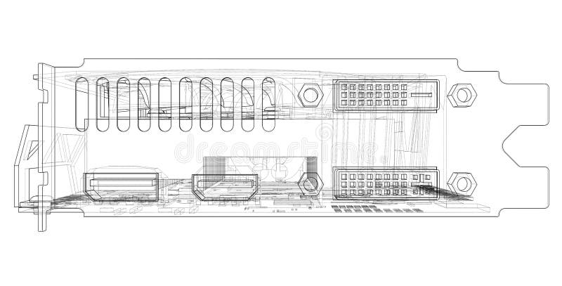 Gpu Card Outline. Vector stock vector. Illustration of powerful - 148108552