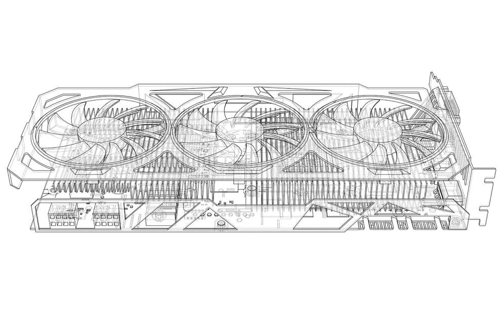 Gpu Card Outline. Vector stock vector. Illustration of connector ...