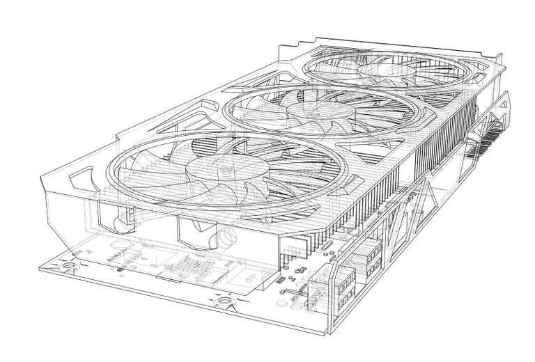 Gpu Card Outline. Vector stock vector. Illustration of digital - 148109985