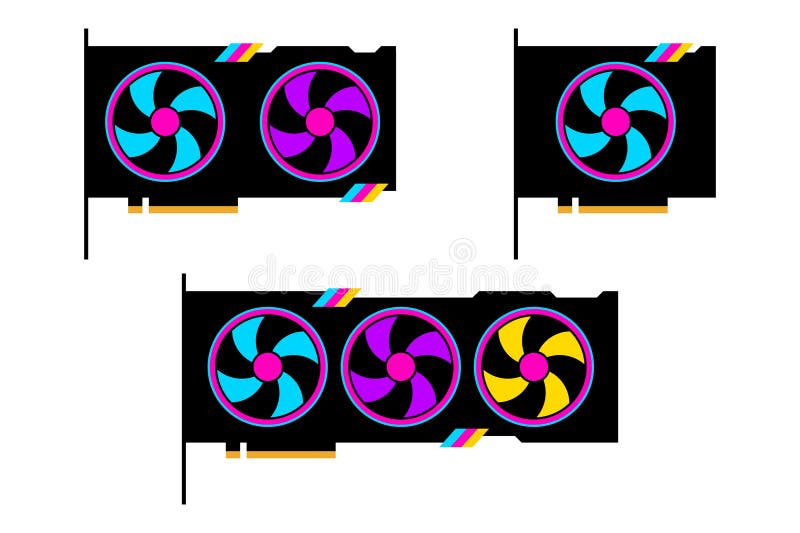 GPU Flat Icon Set. Best Graphics Card with Colorful Gradient Fans for ...