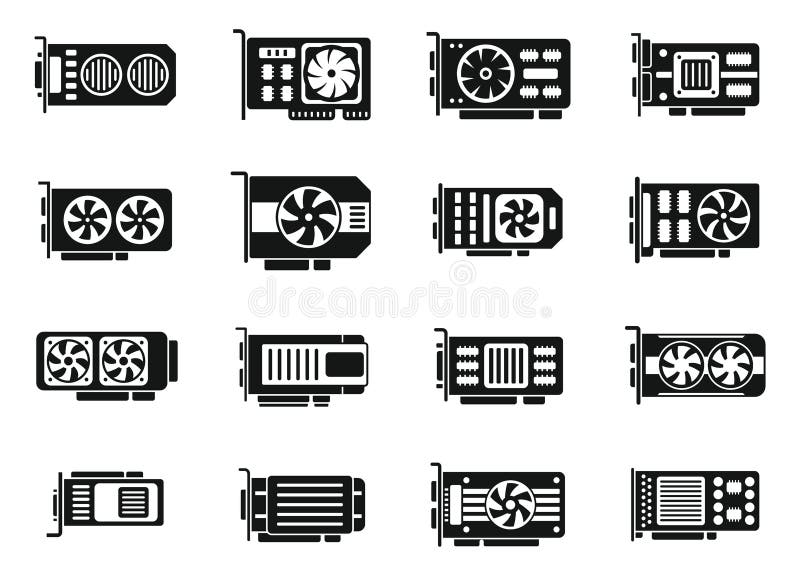 GPU Graphic Card Icons Set Simple Vector. Hard Ware Stock Illustration ...