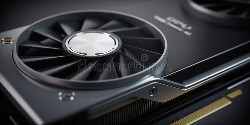 GPU Graphics Card Cooler Close Up. Modern Gaming Graphics Processing ...