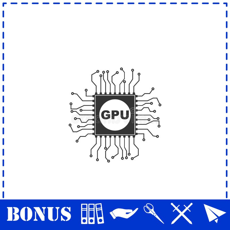 Gpu icon flat stock vector. Illustration of intelligence - 155281355