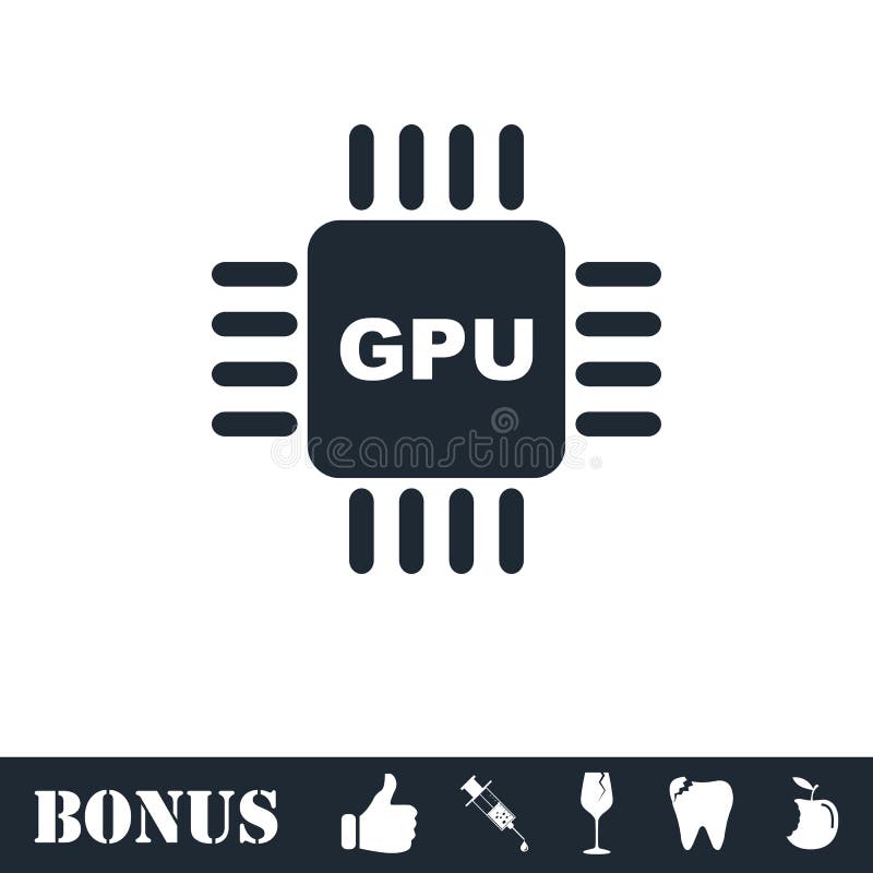 Gpu icon flat stock vector. Illustration of computer - 151744152