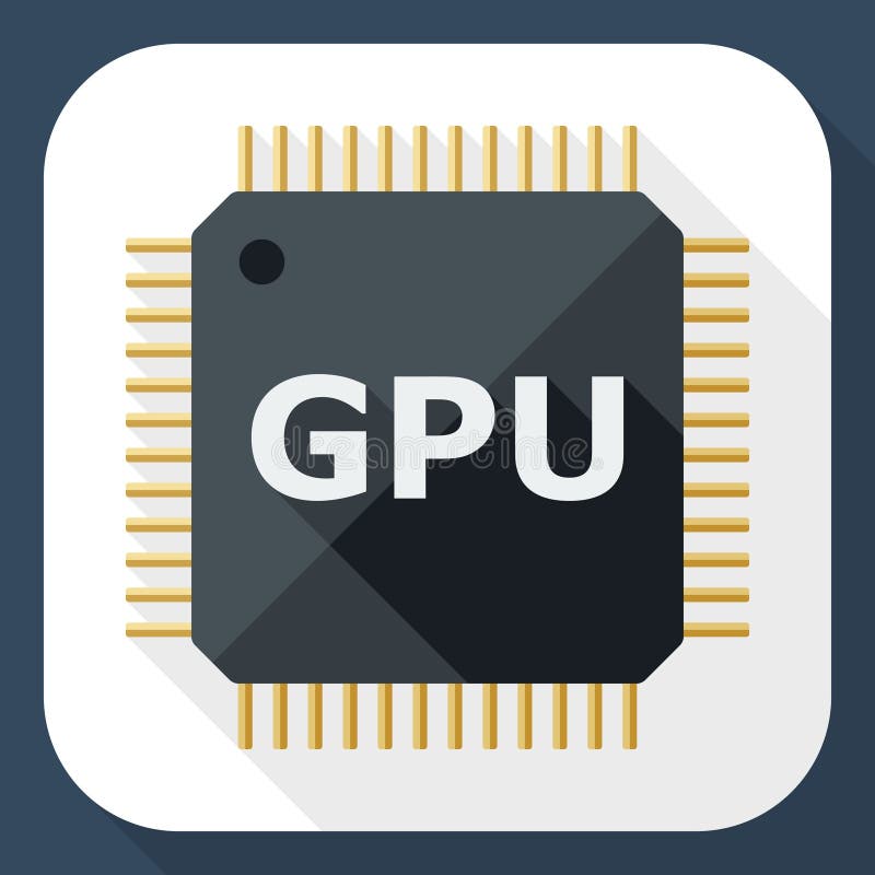 GPU icon with long shadow stock vector. Illustration of computer ...