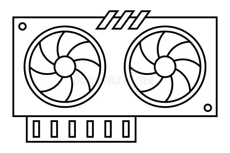 GPU Line Icon. Modern Graphic Processing Unit with Two Fans Stock ...