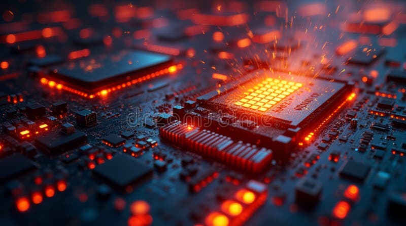 Gpu Overheating and Sparkling in Datacenter, Extreme Work Stock Image ...