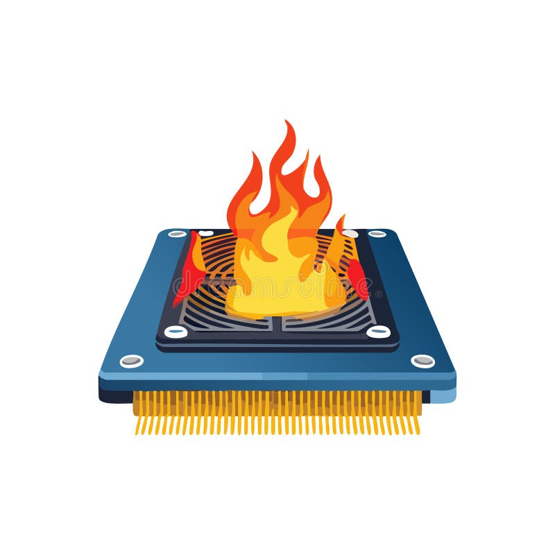 GPU or Processor with Overheating Effects Stock Vector - Illustration ...