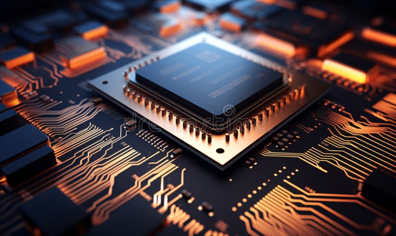 GPU Ram Microchip or Cpu of a Powerful Computer Board. Stock ...