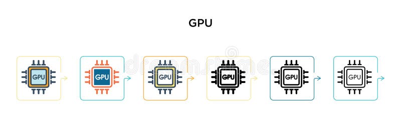 Gpu Vector Icon in 6 Different Modern Styles. Black, Two Colored Gpu ...