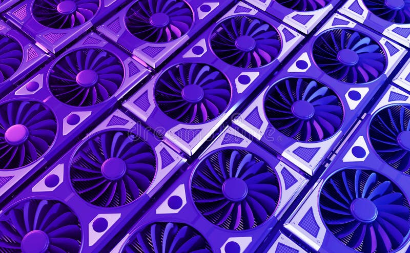 GPU Graphic Card Farm 3d Illustration Blockchain Stock Illustration ...