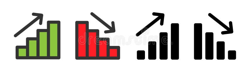Gráfico Aumentar Y Disminuir Vector Icono. Stock de ilustración ...