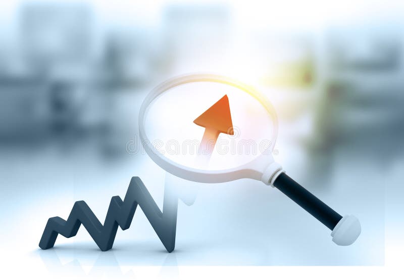 Gráfico da lupa e da seta foto de stock. Imagem de financiar - 115705982