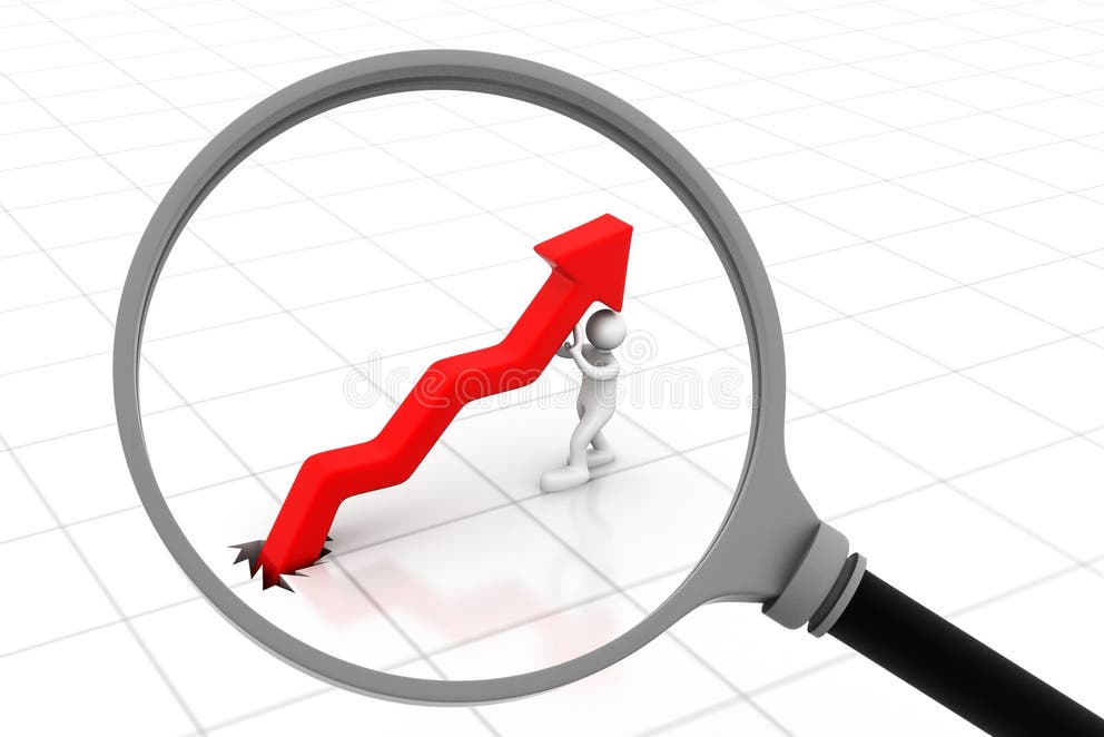 Gráfico Da Seta Do Negócio Com Lupa Ilustração Stock - Ilustração de ...