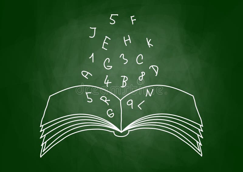 Libro Abierto Un Boceto De Un Dibujo De Un Libro Con Letras Voladoras ...