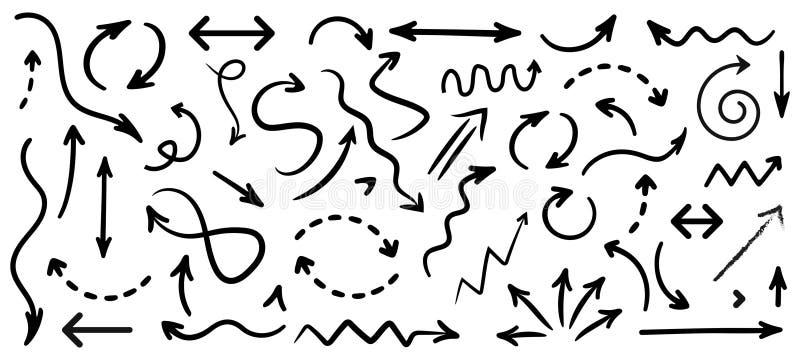 Arrow Vector Elements Hand Drawn Arrows Brush Stroke Curly Arrow ...