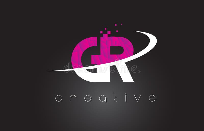 GR G R Creative Letters Design with White Pink Colors Stock Vector ...