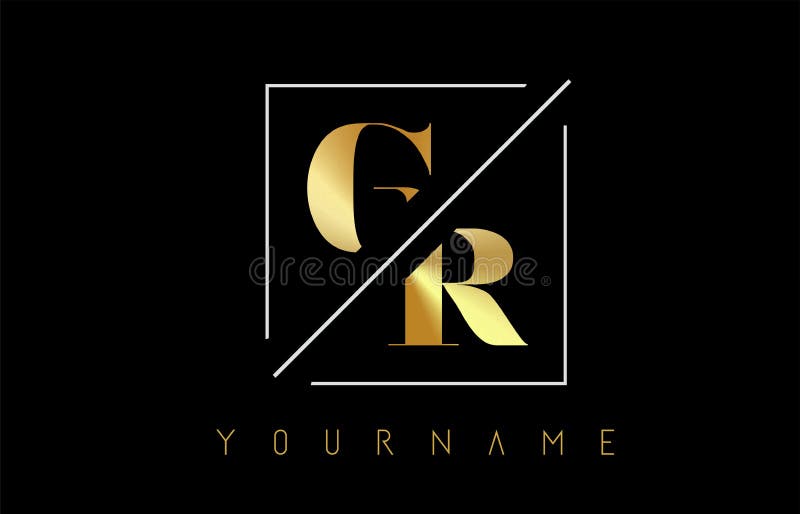 GR Golden Letter Logo with Cutted and Intersected Design Stock Vector ...