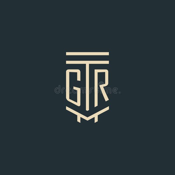 GR Initial Monogram with Simple Line Art Pillar Logo Designs Stock ...