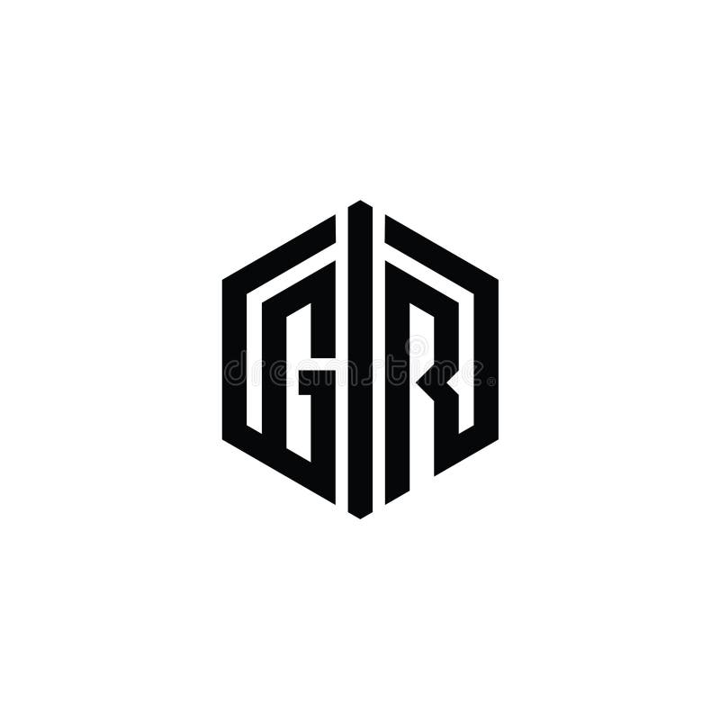 GR Letter Logo Monogram Hexagon Shape with Connect Outline Design ...
