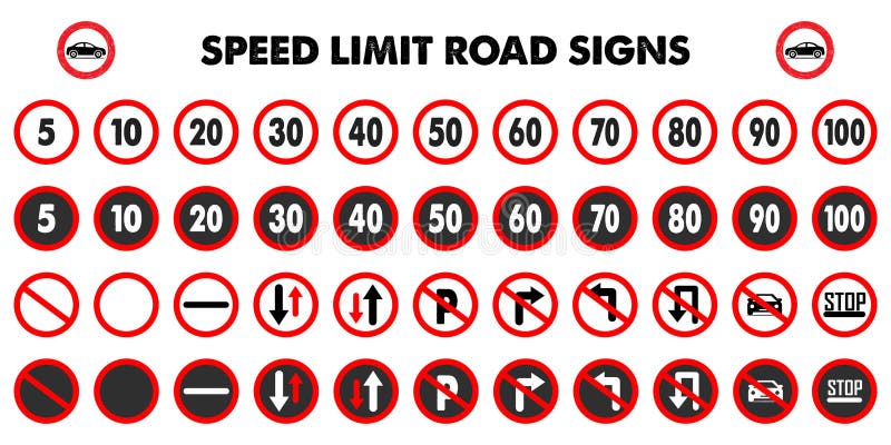 Road Speed Limit Sign Vector Symbol Generic Speed Limit Signs Black ...