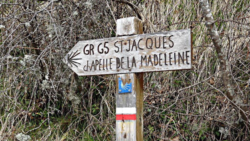 GR 65 Trail Marker stock photo. Image of compostella - 83685306