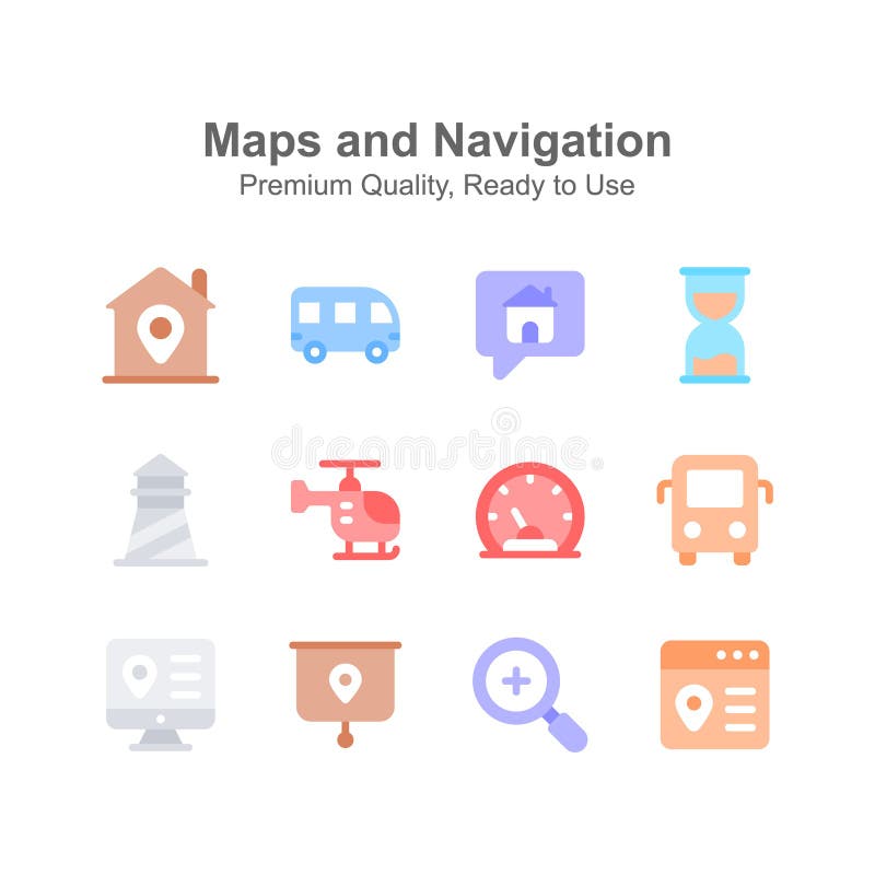 Grab this Amazing Maps and Navigation Icons Pack Stock Vector ...