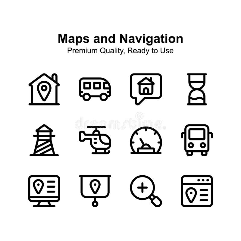 Grab this Amazing Maps and Navigation Icons Pack Stock Vector ...