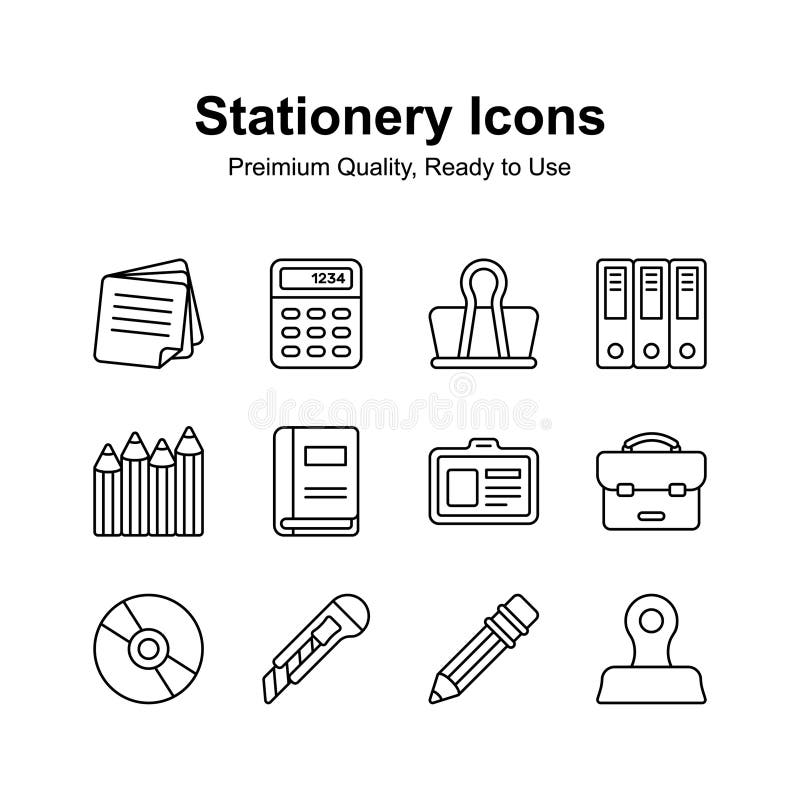 Grab this Amazing Stationery Icons Set in Modern Style Stock Vector ...