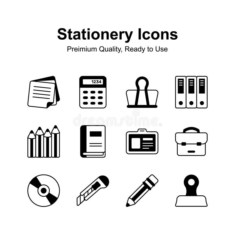 Grab this Amazing Stationery Icons Set in Modern Style Stock Vector ...