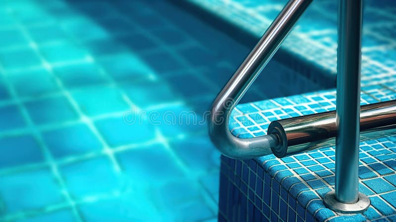 Grab Bars Ladder in the Blue Swimming Pool. Generative Ai Stock ...