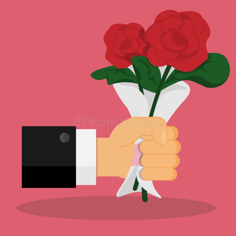 Grab Bouquet in Hand Vector Stock Vector - Illustration of design ...