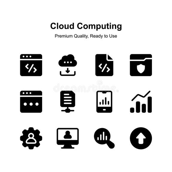 Grab this Carefully Crafted Cloud Computing Icons Set Stock Vector - Illustration of shared ...