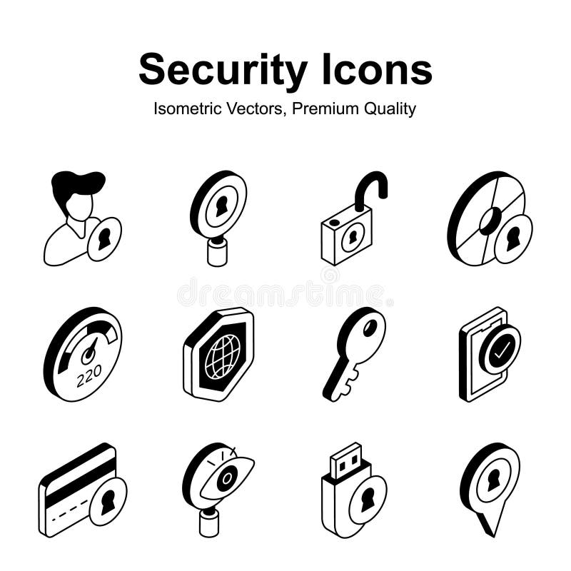 Grab this Carefully Crafted Isometric Security Icons Set, Ready for Premium Use Stock Vector ...