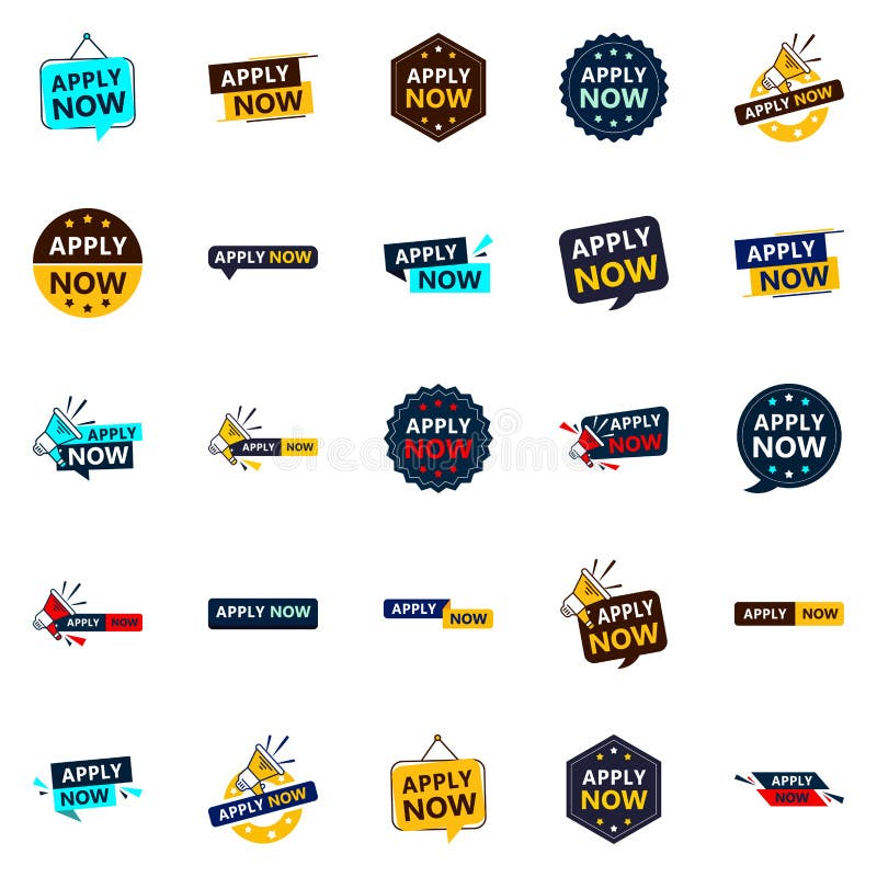 Grab Customers Attention with Our Pack of 25 Apply Now Banners Stock ...