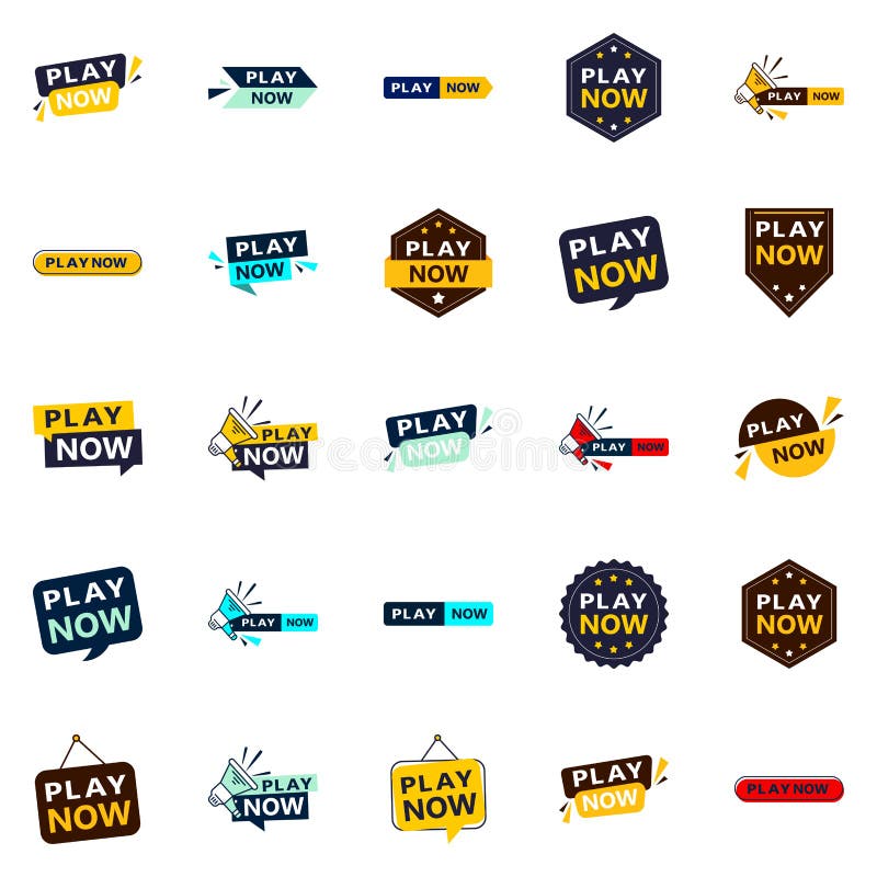 Grab Customers Attention with Our Pack of 25 Play Now Banners Stock ...