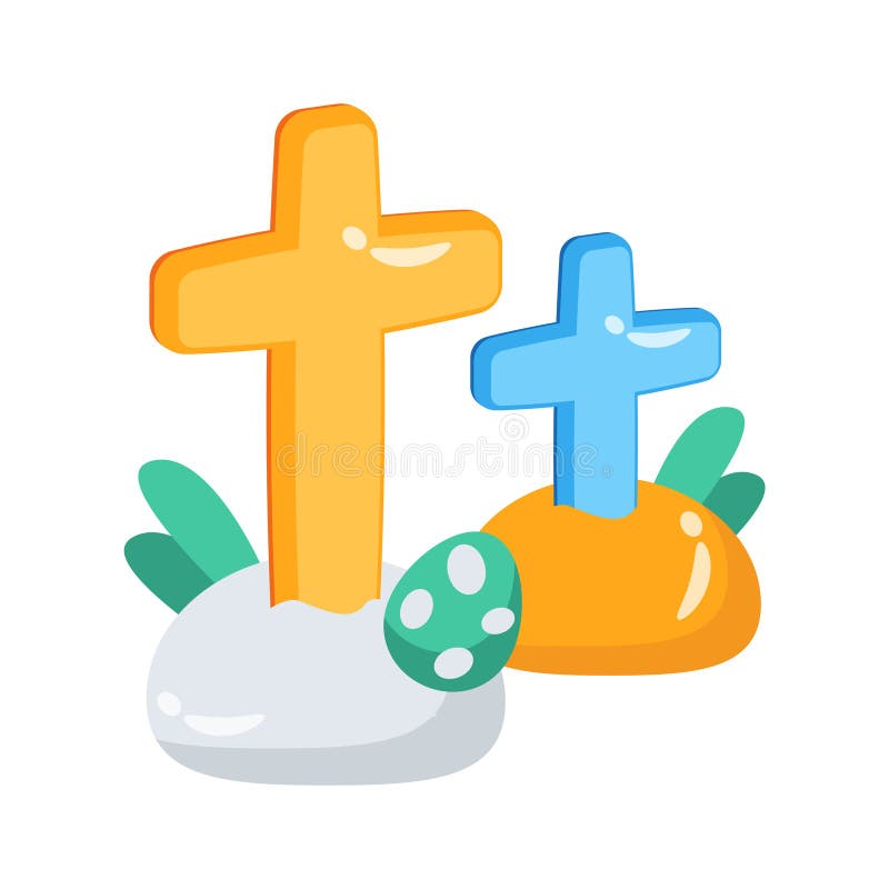 Grab this Handy 3d Style Icon of Cemetery Cross Stock Vector ...