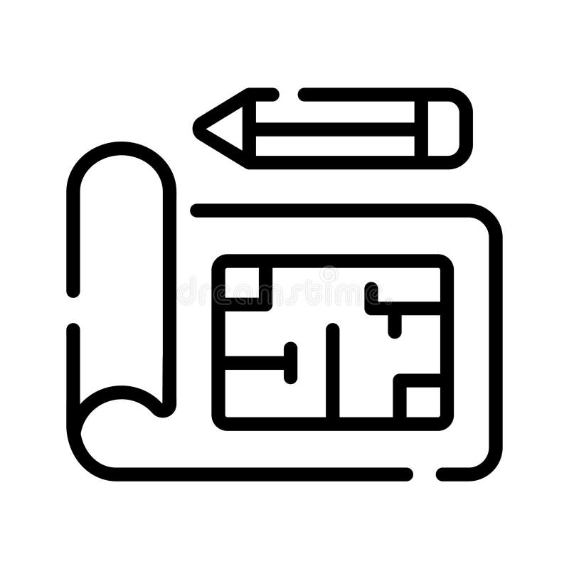 Grab this Handy Line Icon Depicting Architectural Plan Stock ...