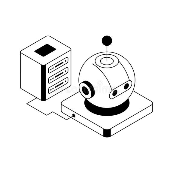 Grab this Isometric Style Icon of Robot Server Setup Stock Vector ...