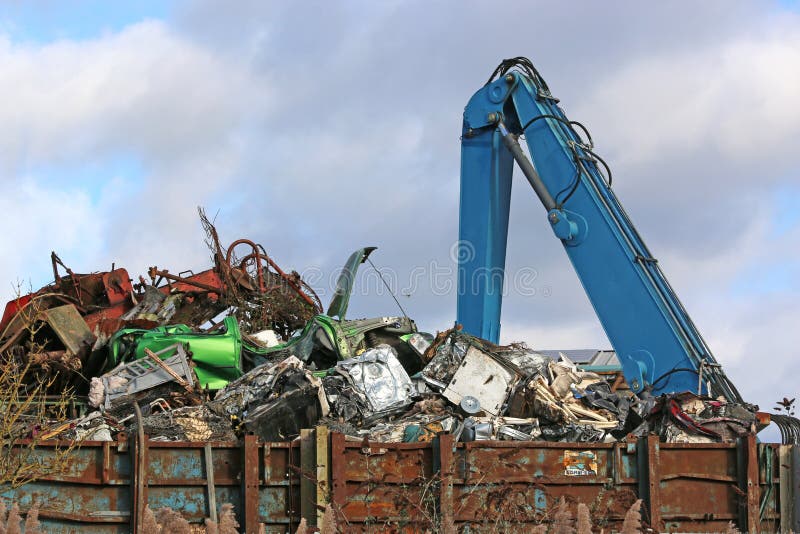 Grab Working in a Scrap Metal Yard Stock Photo - Image of industry ...