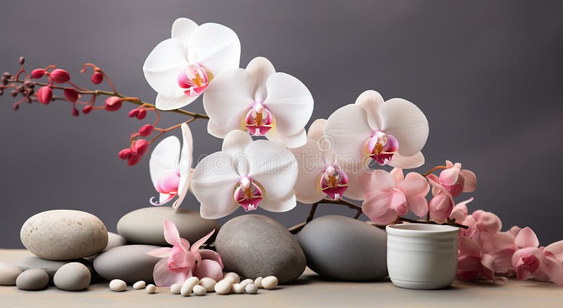 The Grace of Nature on a Stone-white Background Stock Illustration ...