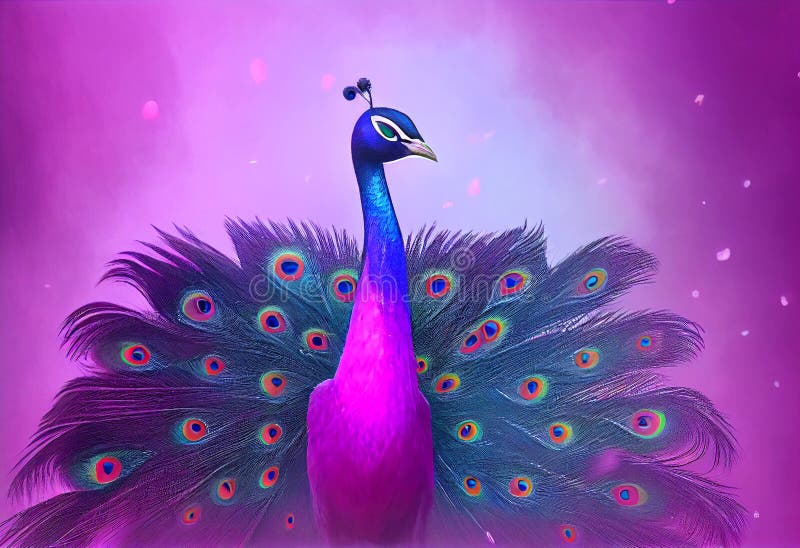 Graceful Bird Peacock Proudly Spread Its Tail. AI Generated Stock ...